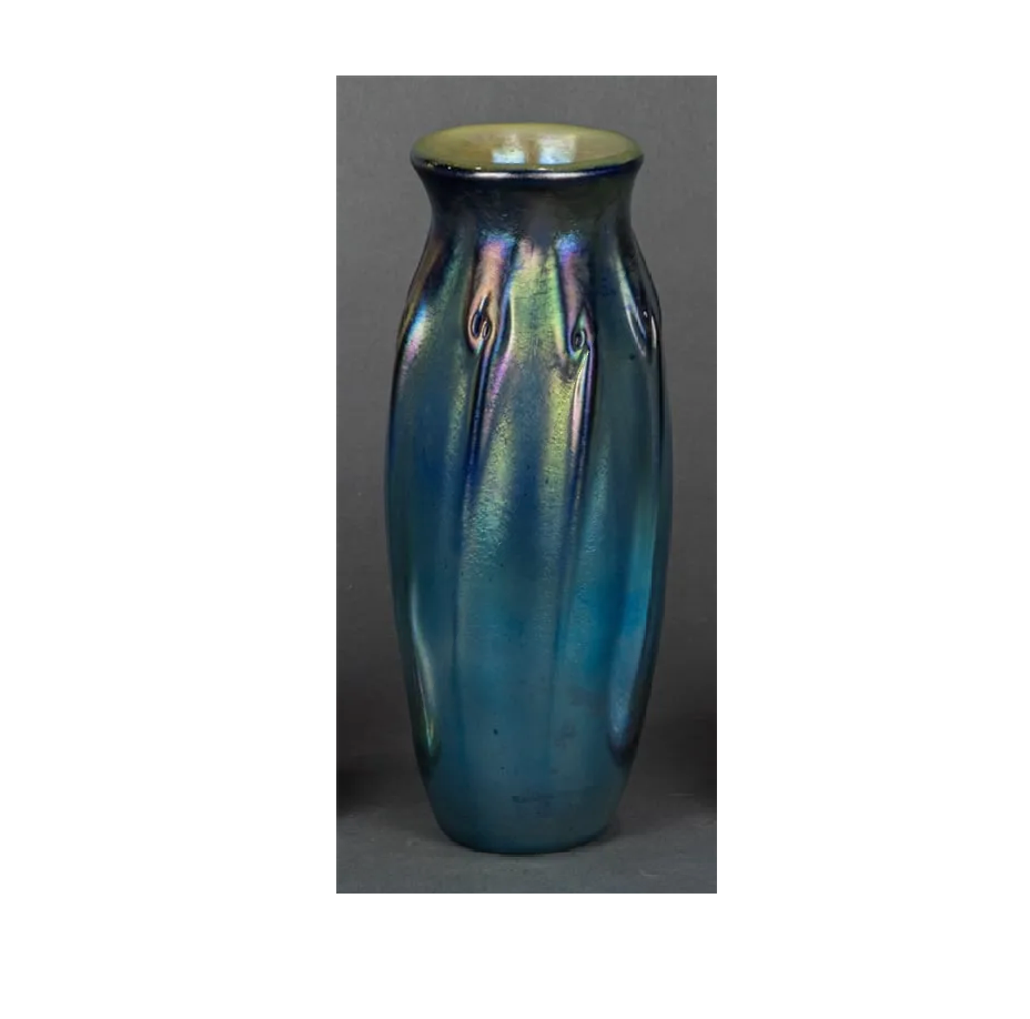 Antique Chris Funk Blue Art Glass Vase, Signed | Work of Man — Work of ...