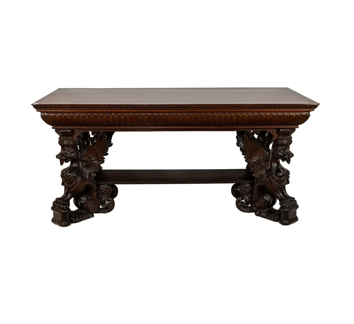 Antique RJ Horner Carved Mahogany Griffin Library Table | Work of Man ...