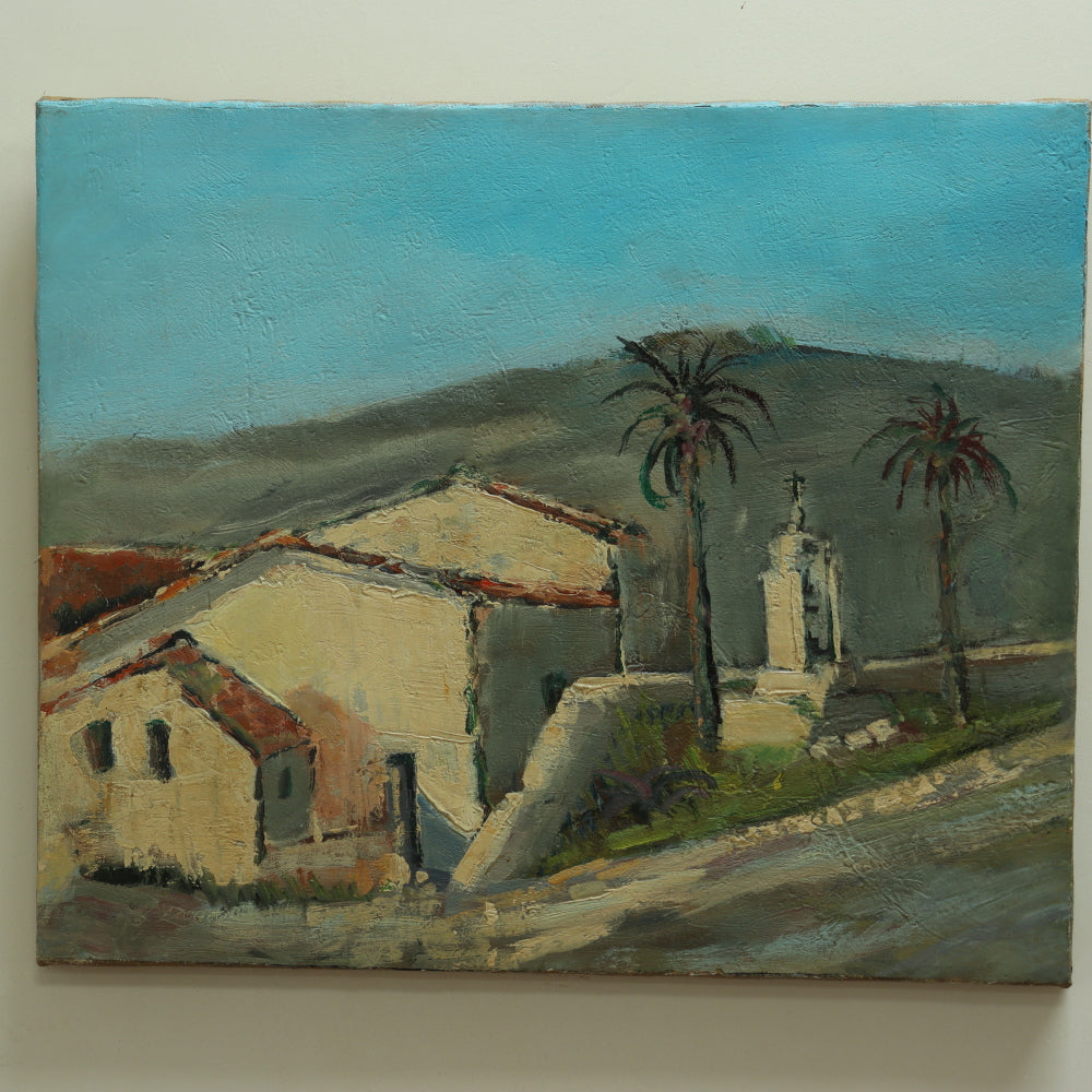 AW640: Early 20th Century Oil on Canvas Spanish Colonial Chapel | Work ...