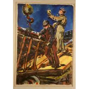 AW3-054 - William F. Beekman - Construction Workers - Watercolor — Work ...