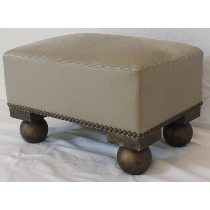 AF2-376: Late 20th Century Upholstered Leather Stool — Work of Man ...