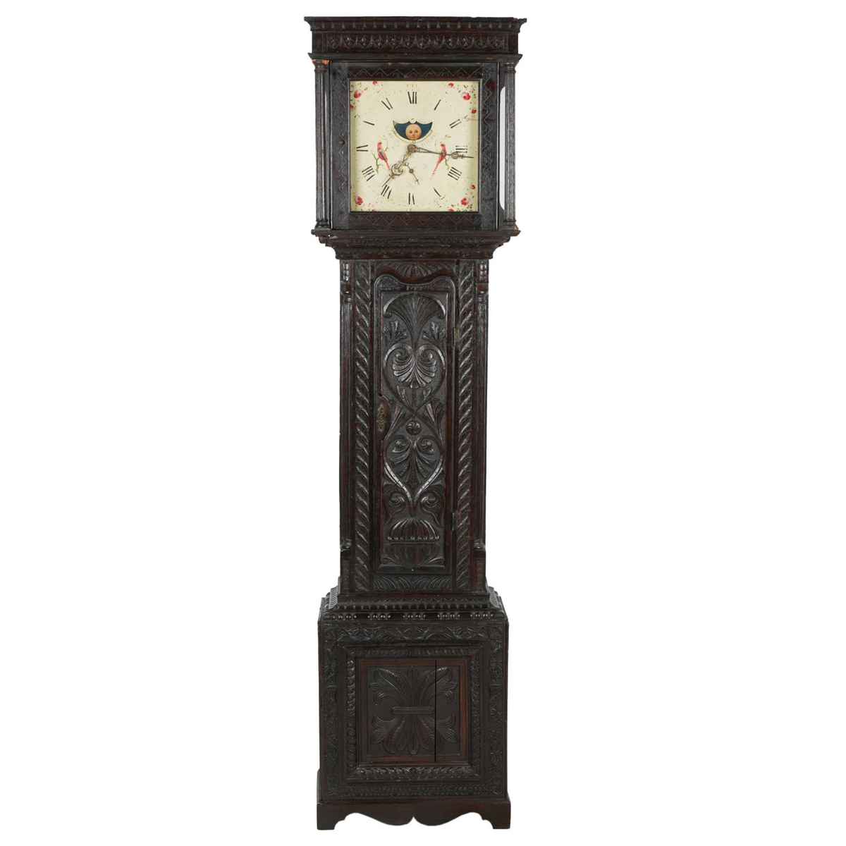 TK1-100: 17TH CENTURY ENGLISH JACOBEAN STYLE OAK TALL CASE CLOCK — Work ...